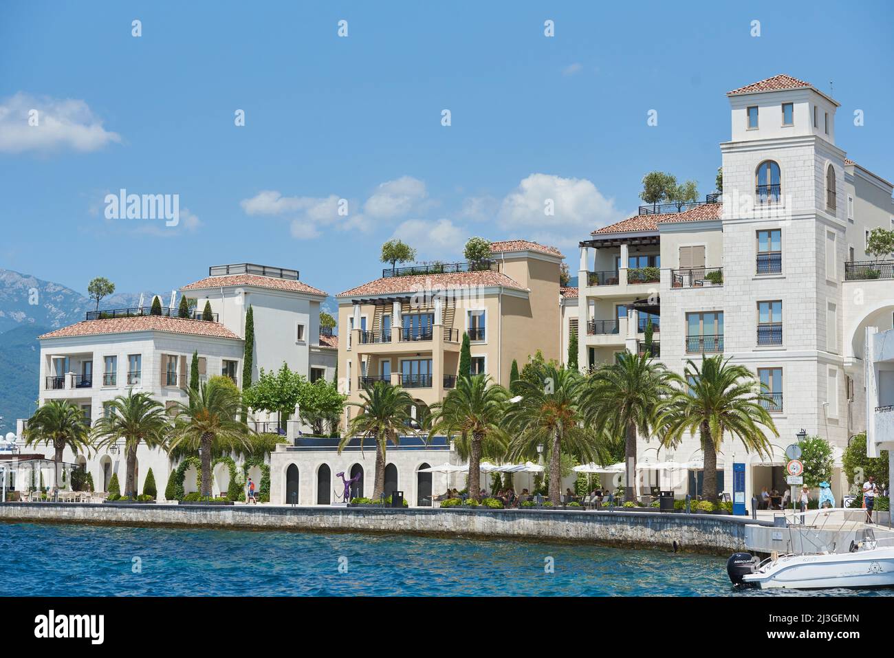 TIVAT, MONTENEGRO - JULY 15, 2021: Luxurious promenade of Porto ...