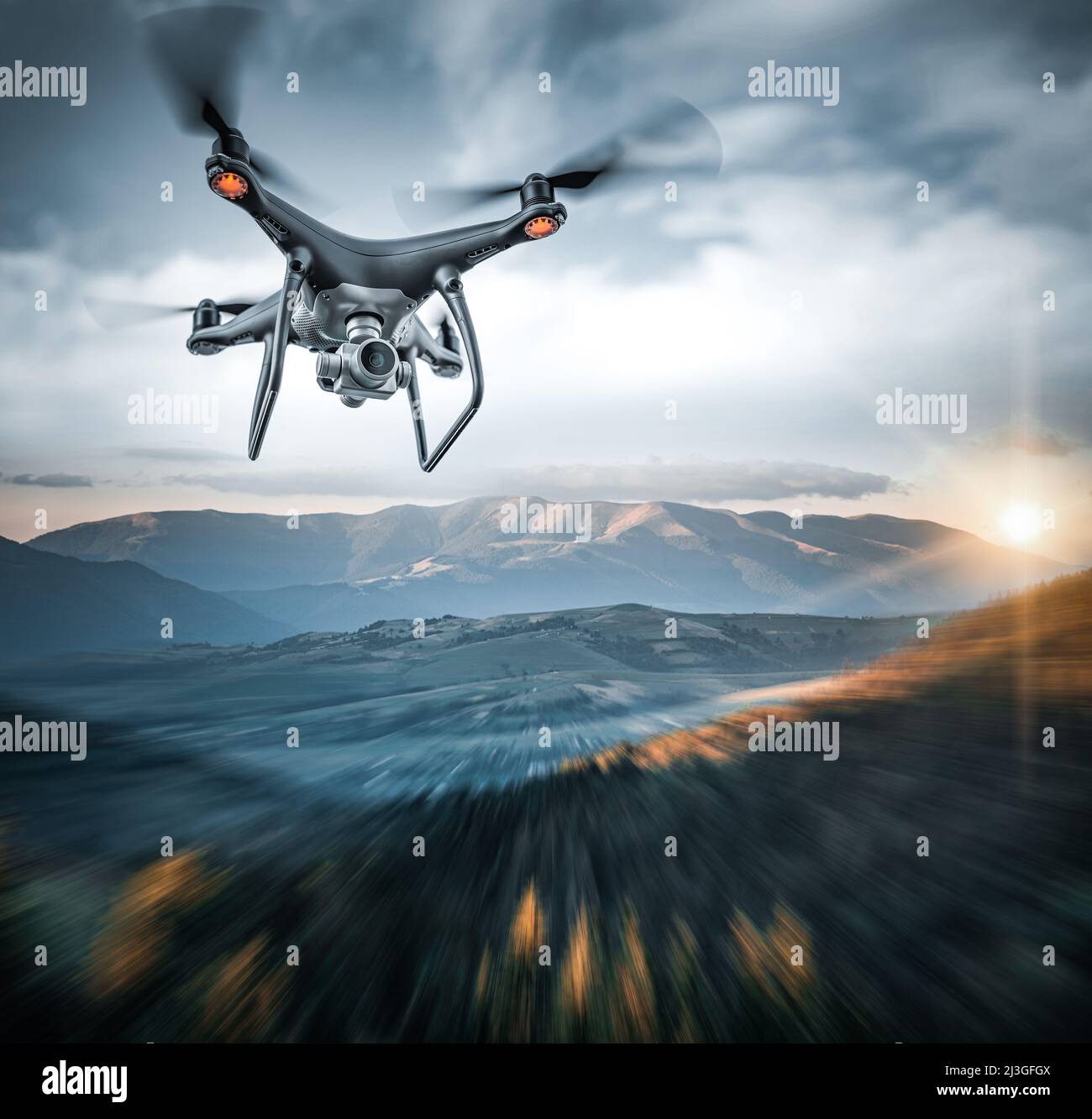 Drone flying over corn field hi-res stock photography and images - Alamy