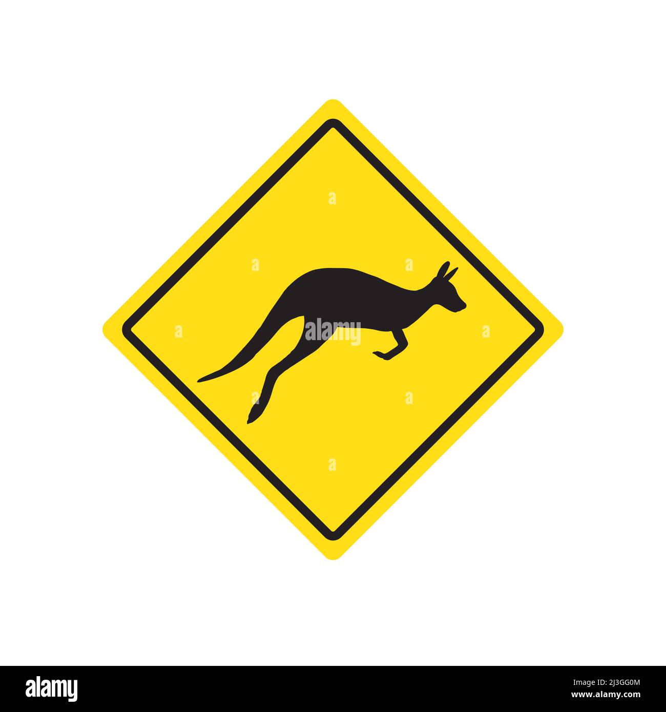 Vector Kangaroo yellow road sign isolated on white background Stock ...