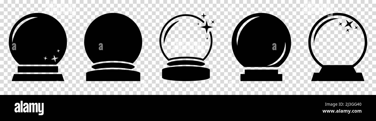 Set of magic ball icons. Vector illustration isolated on transparent ...