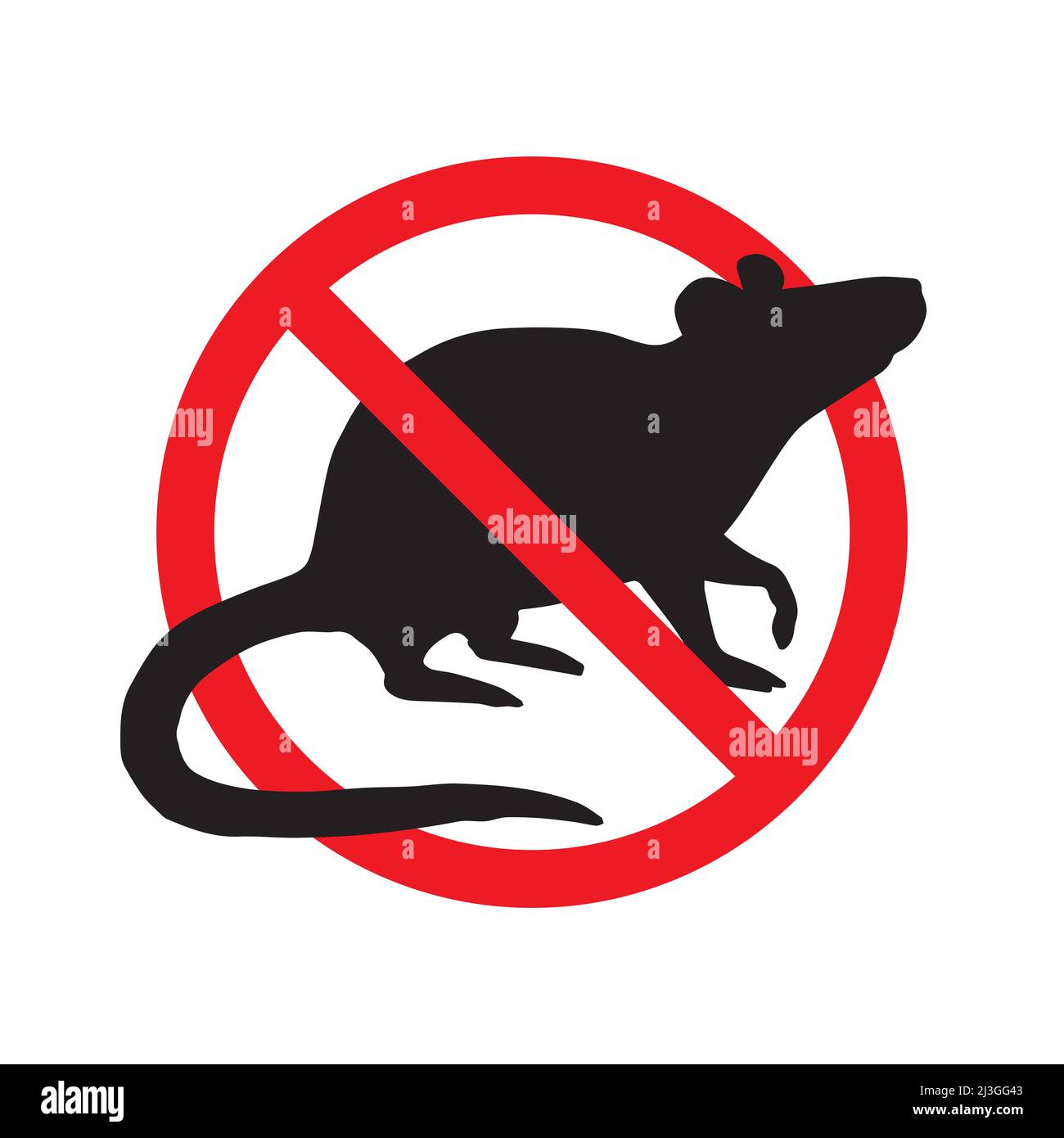 Vector anti pest sign with black rat silhouette under crossed red ...