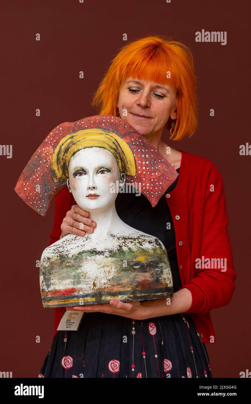London, UK. 8 April 2022. Ceramic artist Sally MacDonell presents one ...