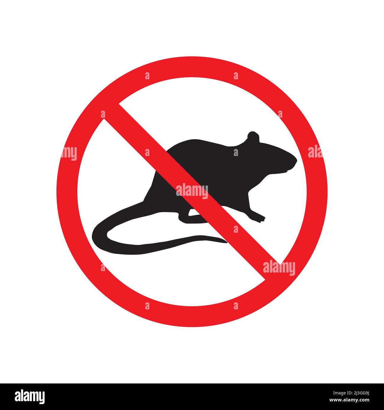 Vector black rat mouse silhouette crossed in red circle isolated on ...