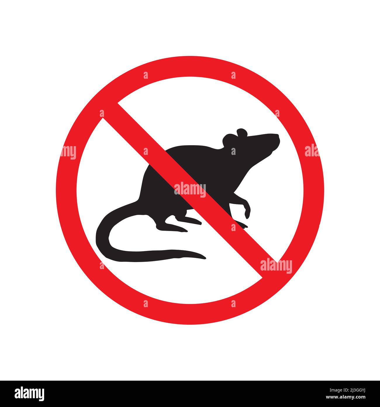 Vector black rat mouse silhouette crossed in red circle isolated on ...