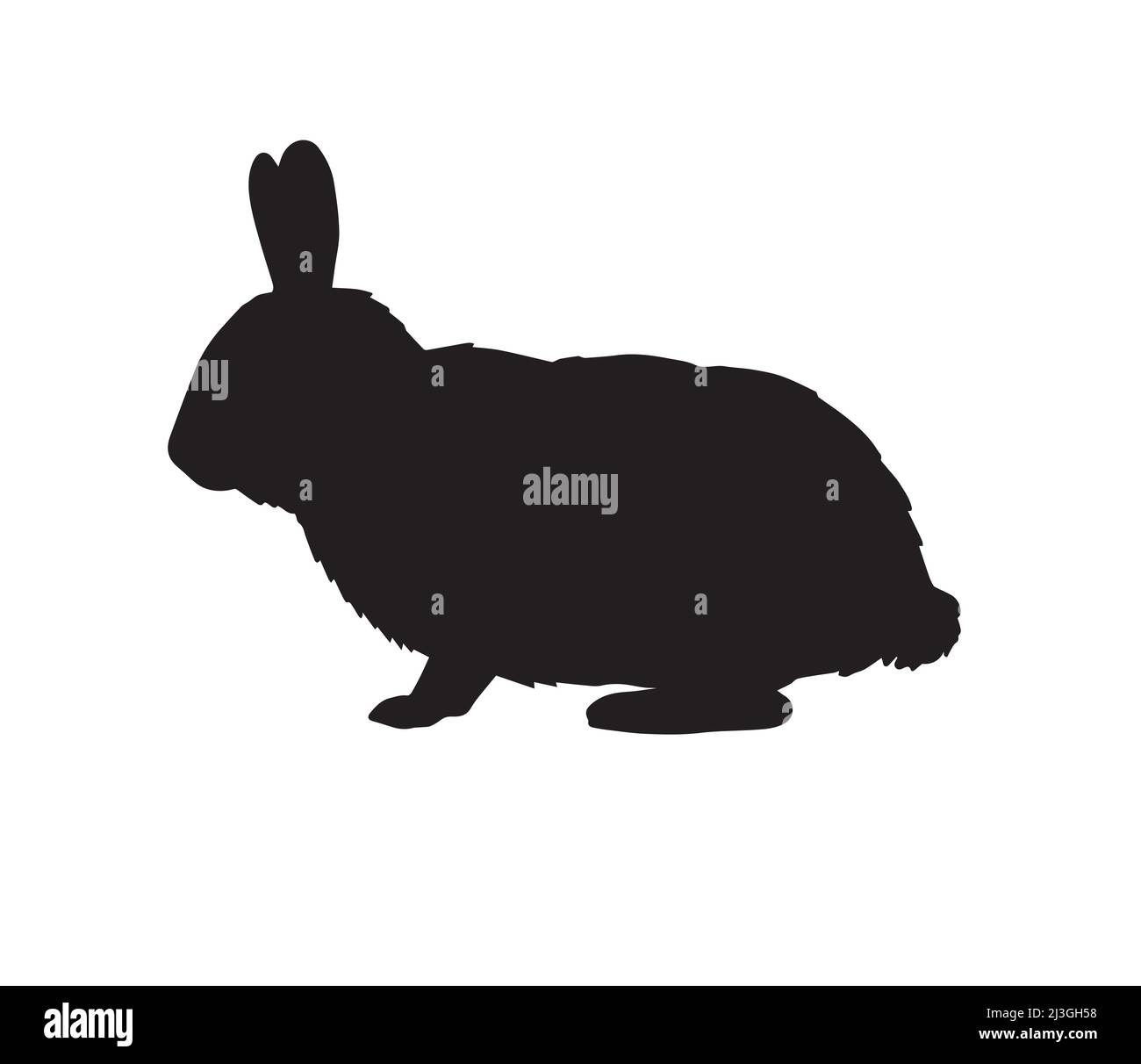 Vector black flat rabbit silhouette isolated on white background Stock ...
