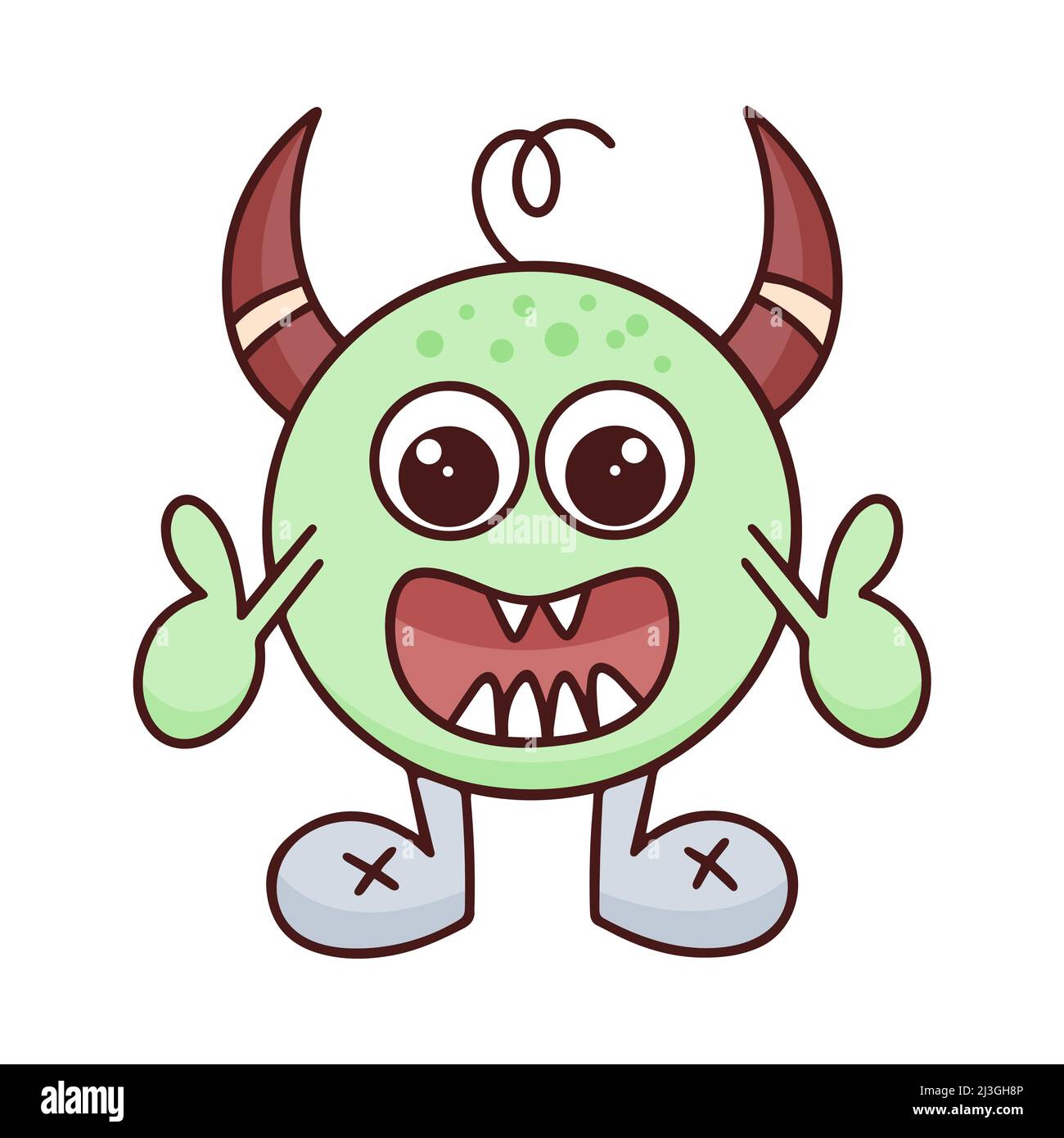 Funny monster doodle style isolated vector illustration. Single baby ...