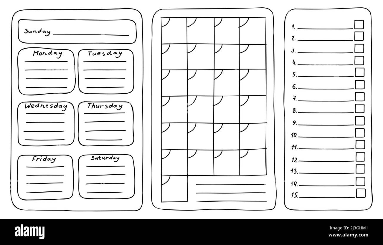 Bullet journal. Daily weekly monthly planner template. Vector goals ...
