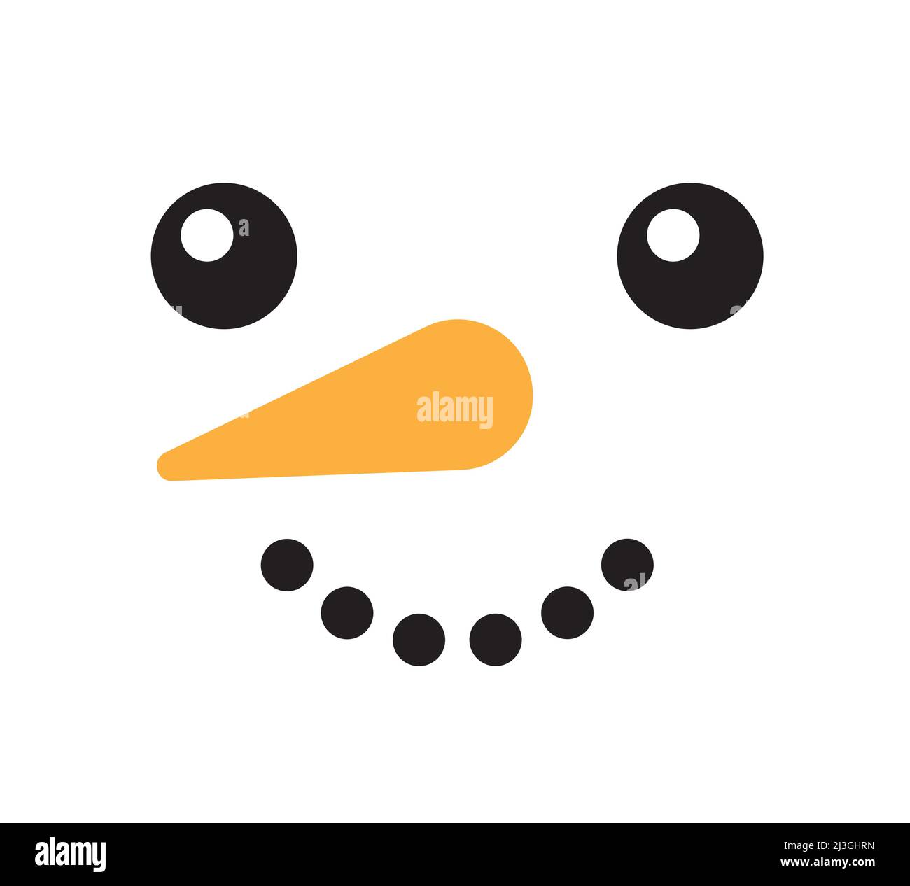 Vector flat cartoon snowman face isolated on white background Stock ...