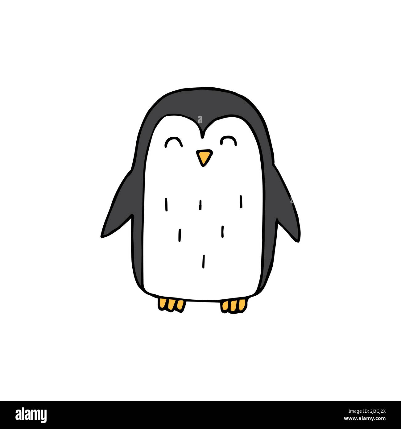 Vector colored hand drawn doodle penguin isolated on white background ...