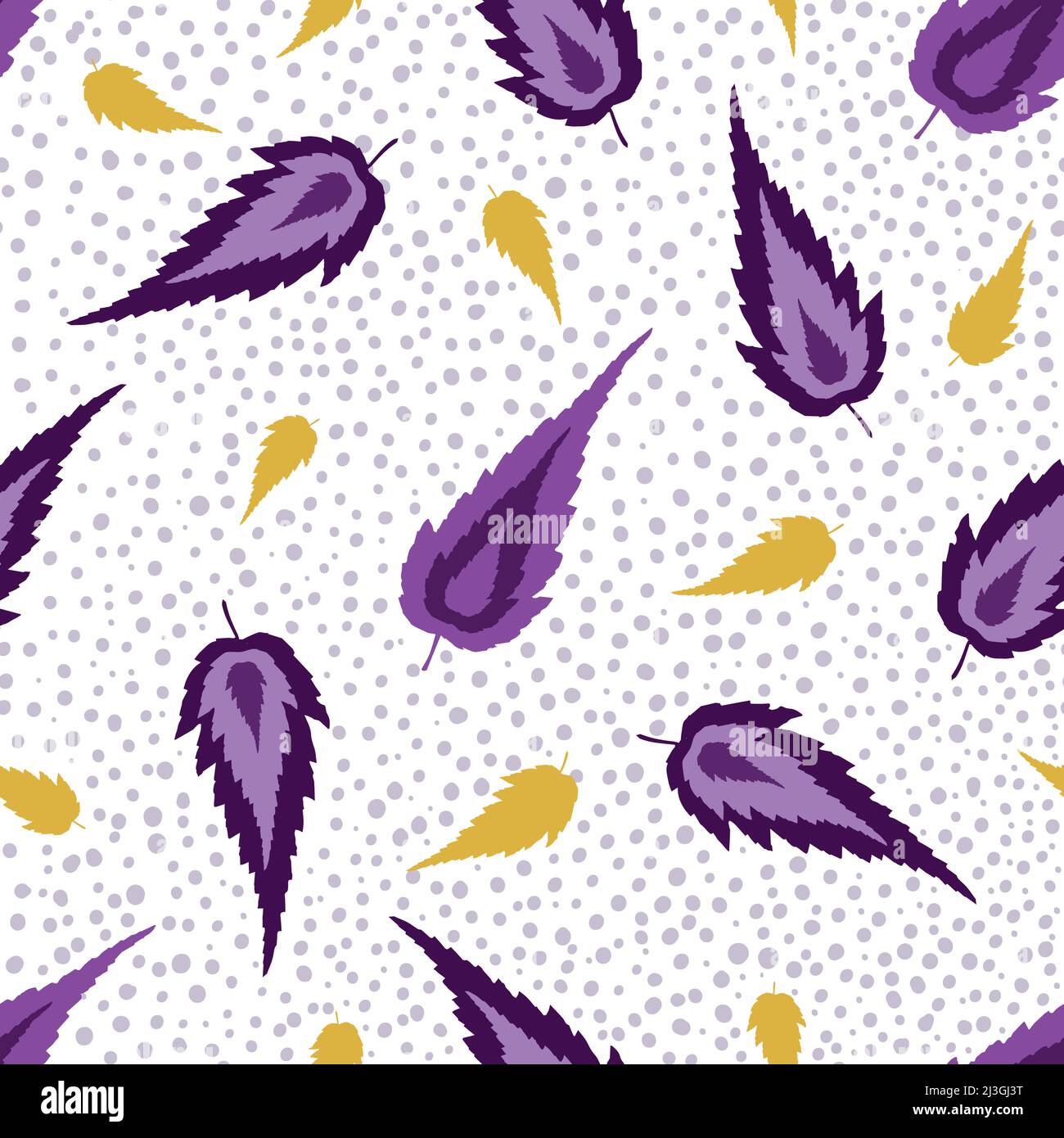Hand drawn pointy leaf seamless pattern. Vector modern flame shaped ...