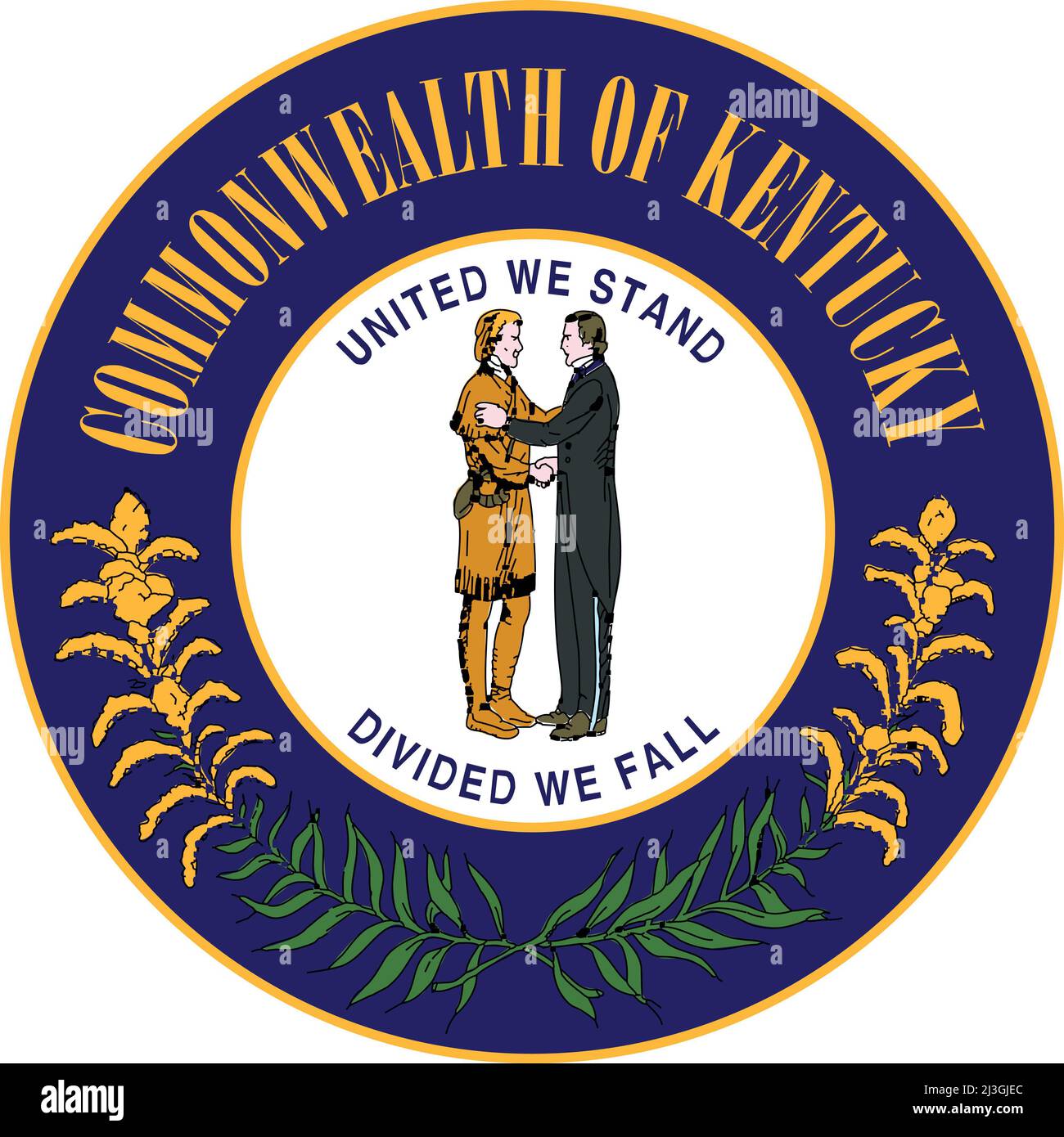 Top view of Great Seal of US Federal State of Kentucky. United States ...