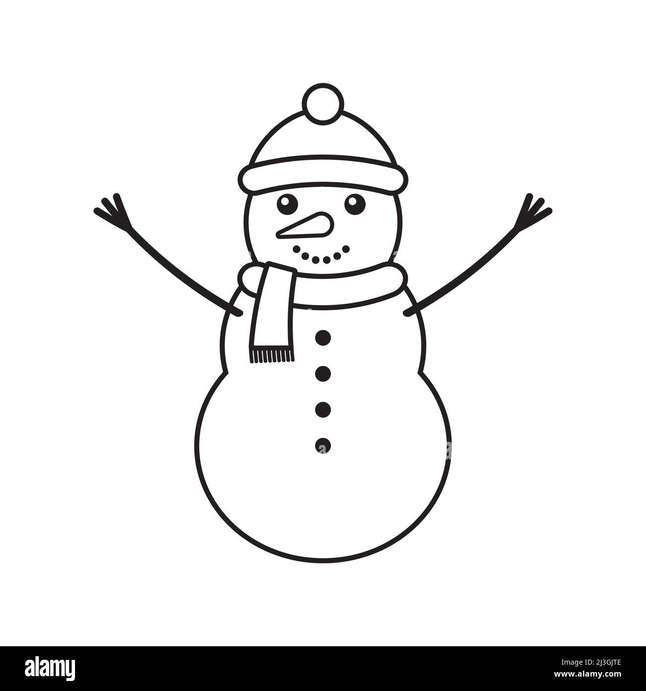Vector flat outline snowman isolated on white background Stock Vector ...