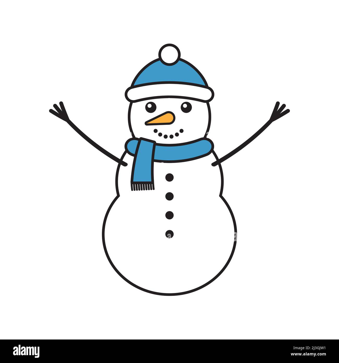 Vector flat cartoon snowman isolated on white background Stock Vector ...