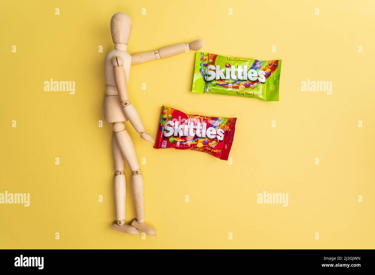 Tyumen, Russia-December 27, 2021: Original Skittles brand candies ...