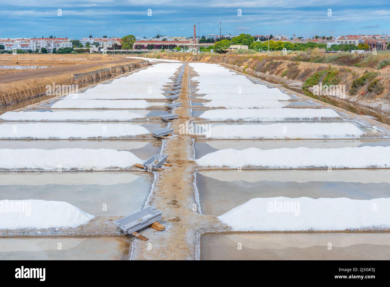 Salt pans at Portuguese town Tavira Stock Photo - Alamy