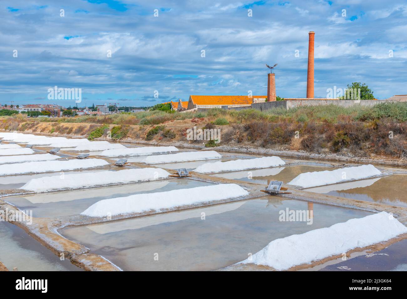 Salt pans at Portuguese town Tavira Stock Photo - Alamy