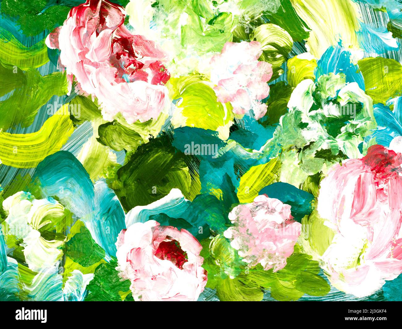 Abstract flowers, art painting, creative hand painted background, brush ...
