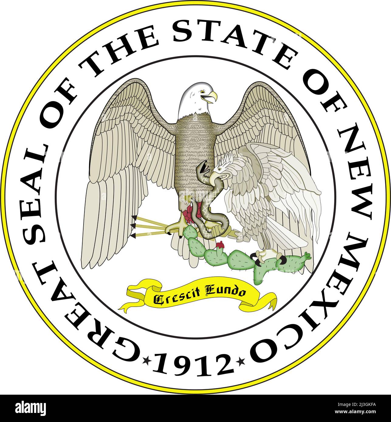 Top view of Great Seal of US Federal State of New Mexico. United States ...