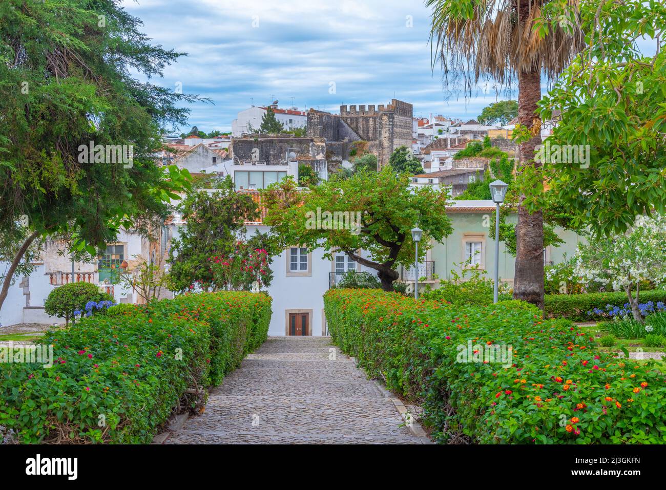 Tavira castle with a garden inside, Portugal Stock Photo - Alamy
