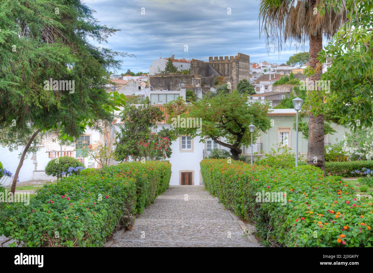 Tavira castle with a garden inside, Portugal Stock Photo - Alamy