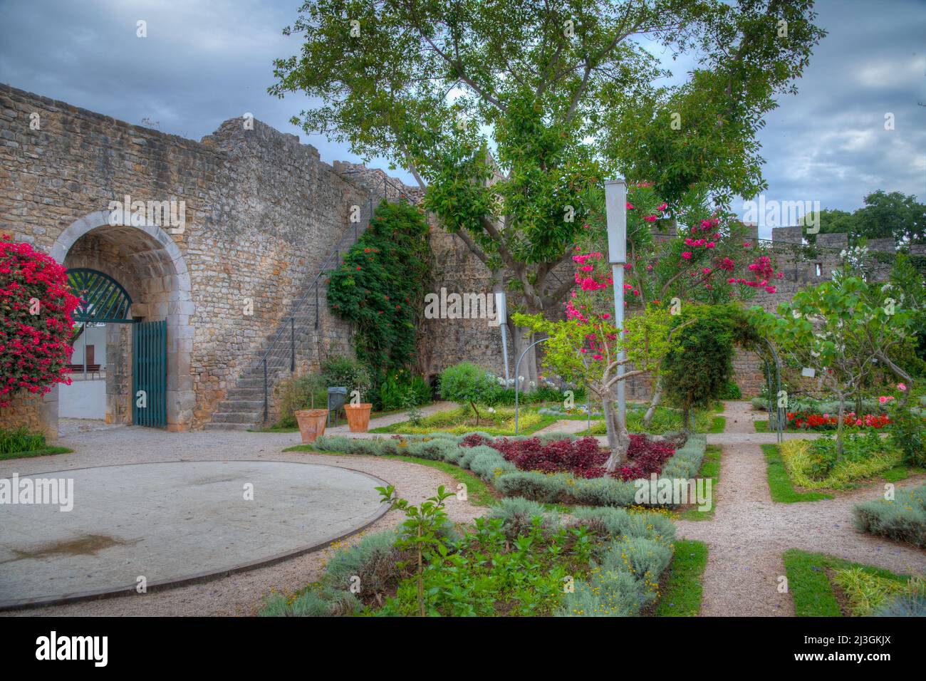 Tavira castle with a garden inside, Portugal Stock Photo - Alamy