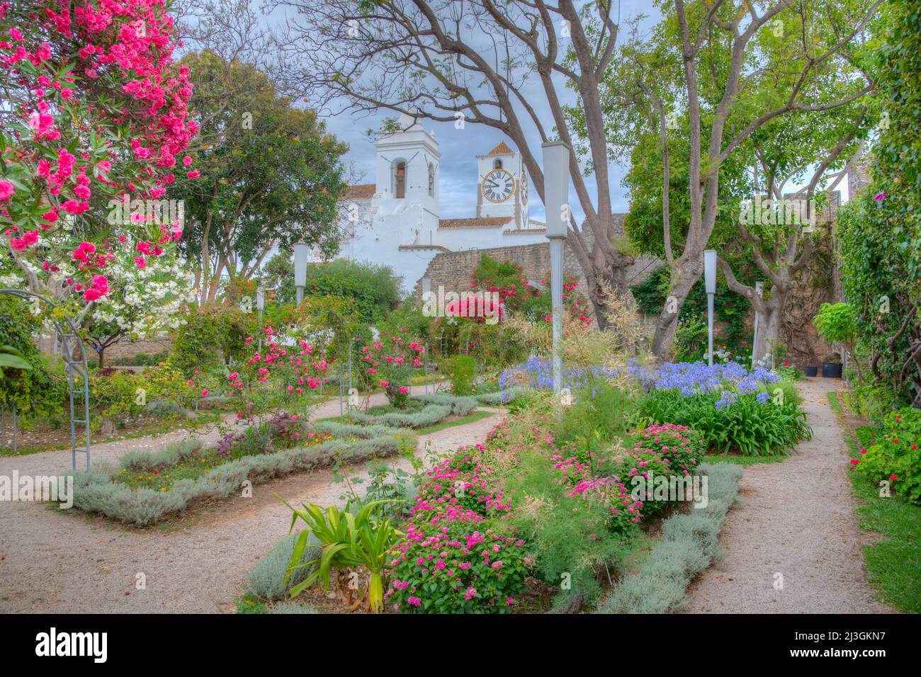 Tavira castle with a garden inside, Portugal Stock Photo - Alamy