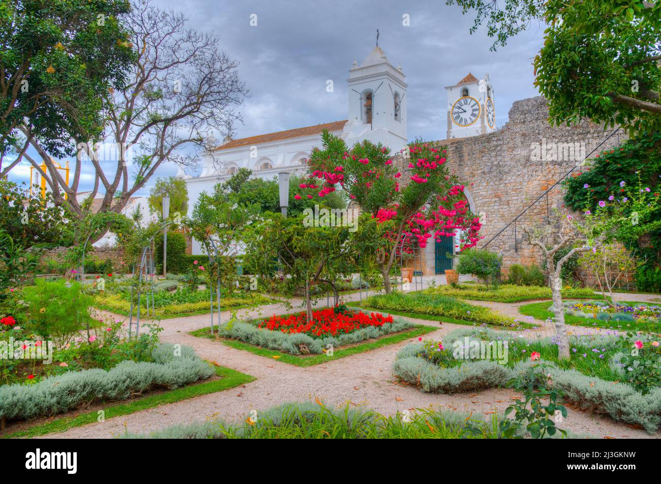 Tavira castle with a garden inside, Portugal Stock Photo - Alamy