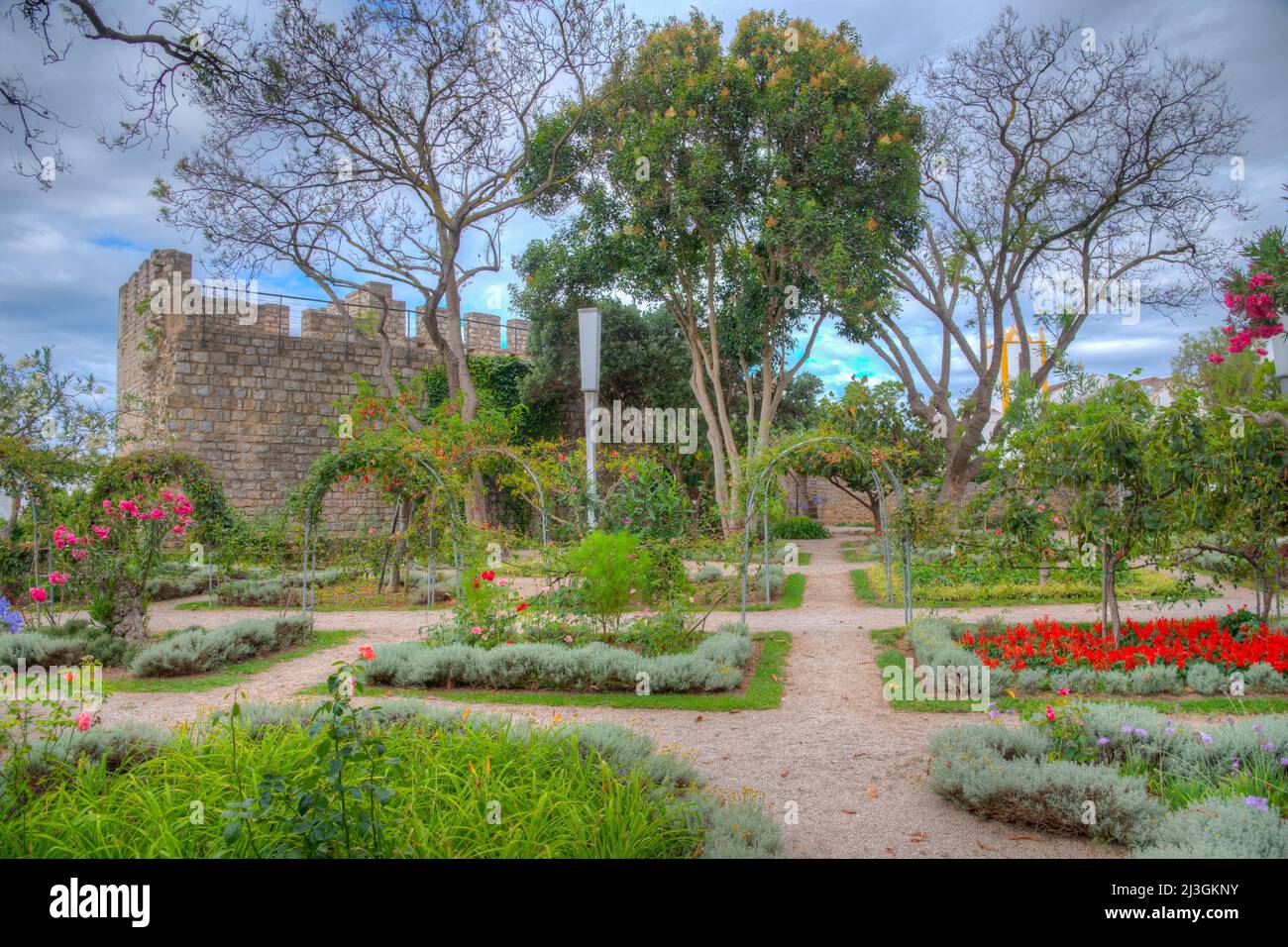 Tavira castle with a garden inside, Portugal Stock Photo - Alamy