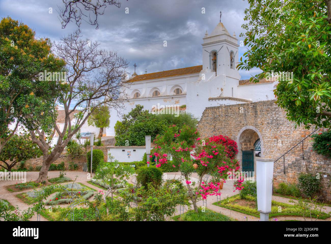 Tavira castle with a garden inside, Portugal Stock Photo - Alamy