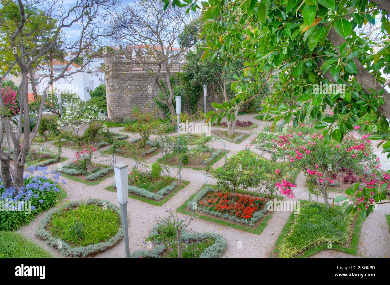 Tavira castle with a garden inside, Portugal Stock Photo - Alamy