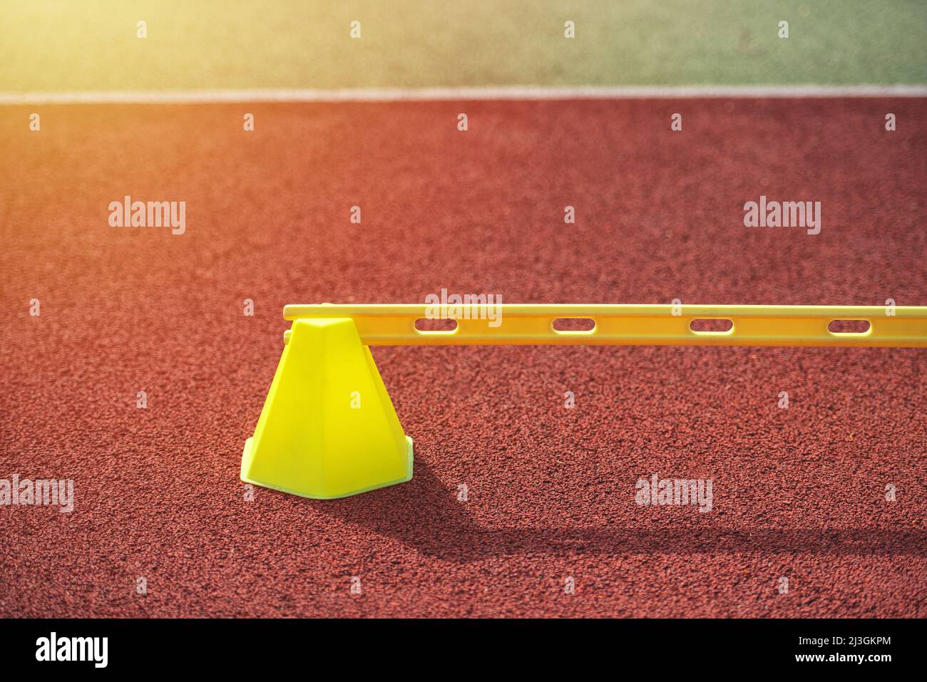 Soccer training equipment on green artificial turf. Material for ...