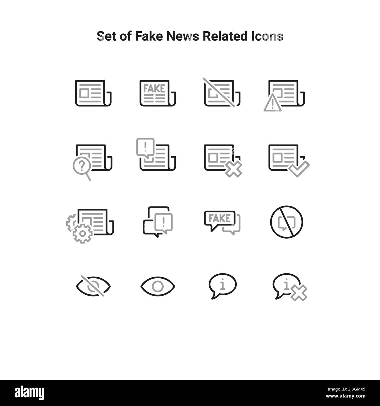 Simple Set of Fake News Related Vector Line Icons. Contains such Icons ...