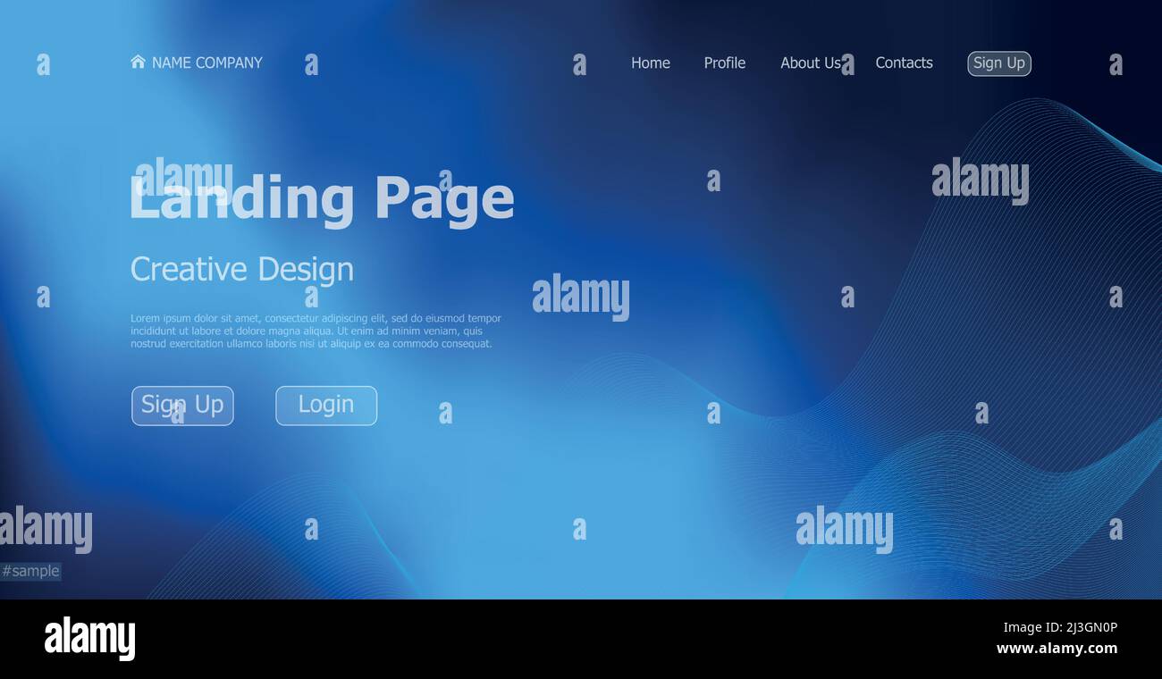Gradient blue web template landing page digital website landing page ...