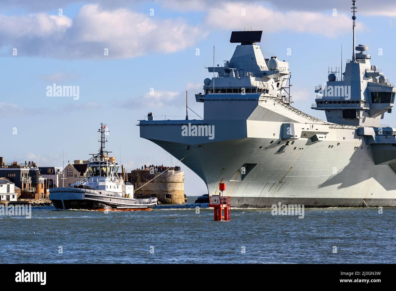 The Royal Navy aircraft carrier HMS Prince of Wales (R09) passing the ...