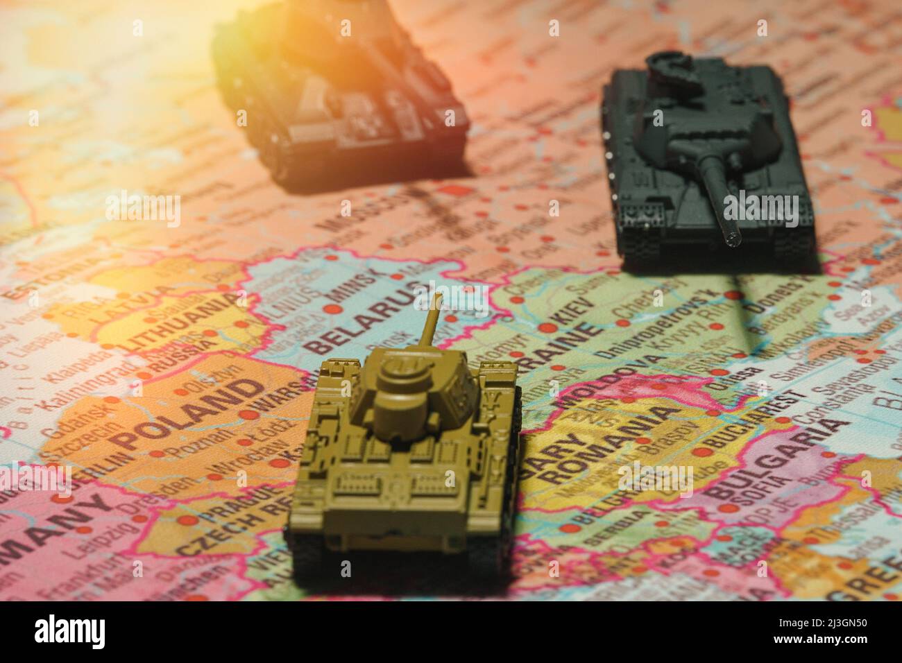 Toy tanks on the map. Military operations in Ukraine Stock Photo - Alamy