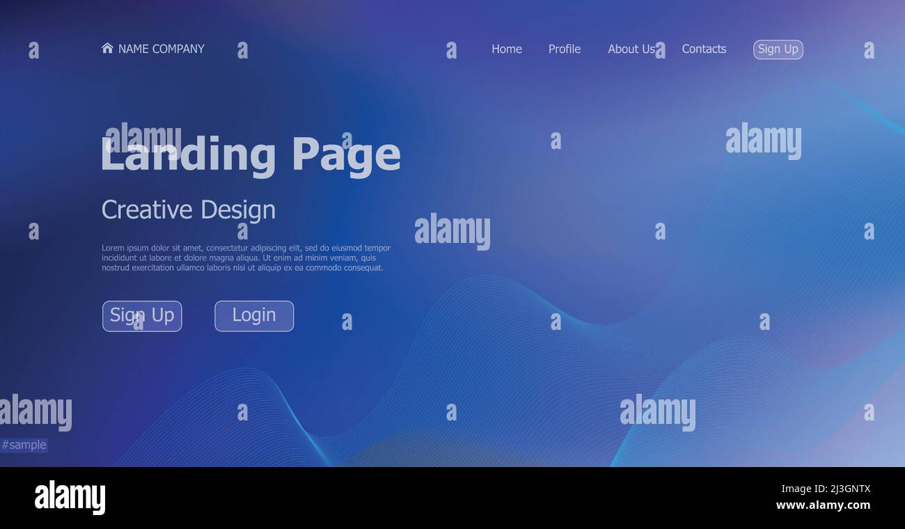 Gradient blue web template landing page digital website landing page ...