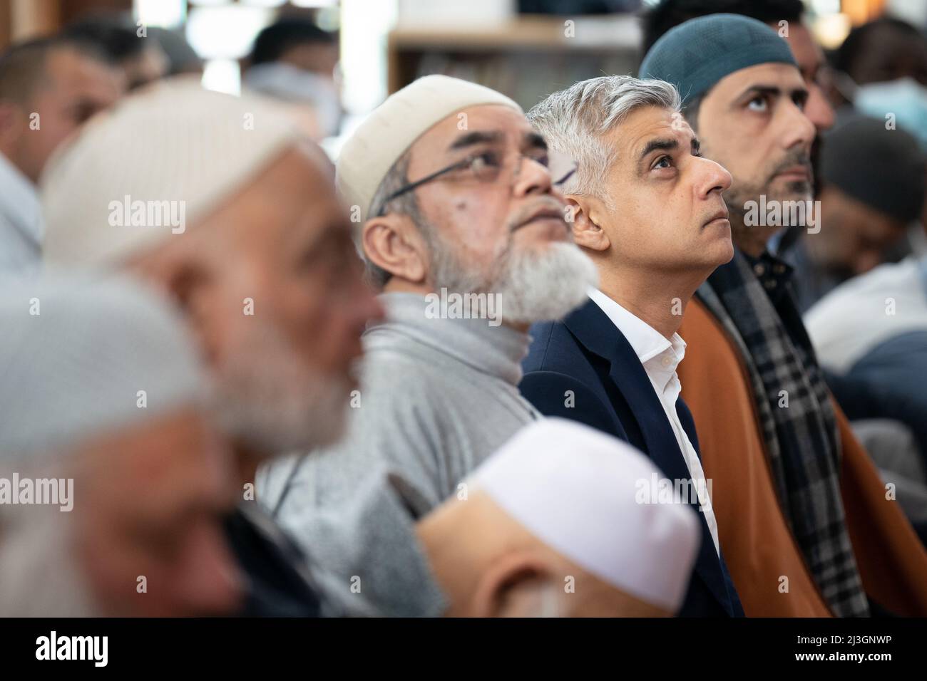 Mayor of London Sadiq Khan (centre right) attends Friday prayers at ...