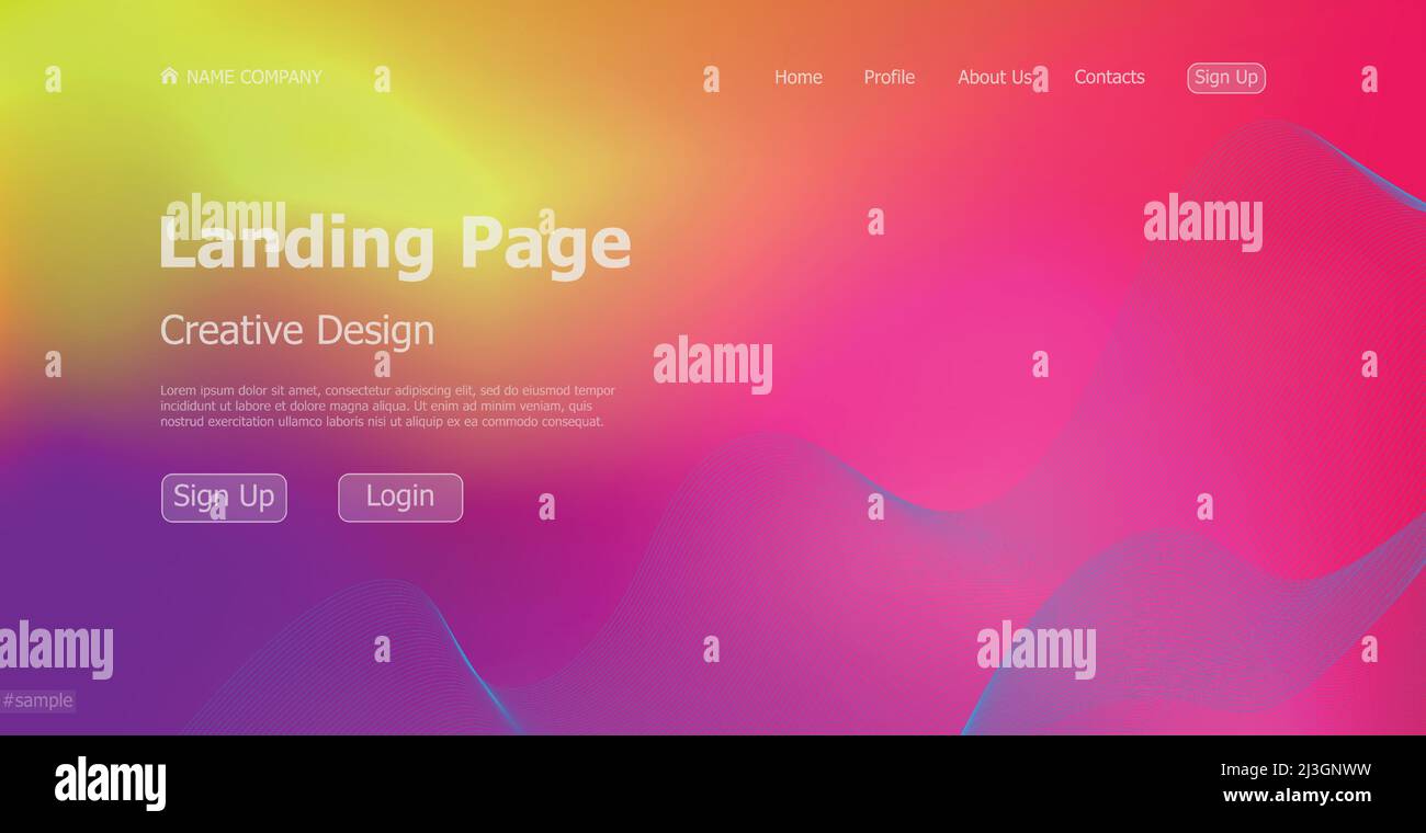 Gradient colorful web template landing page digital website landing ...