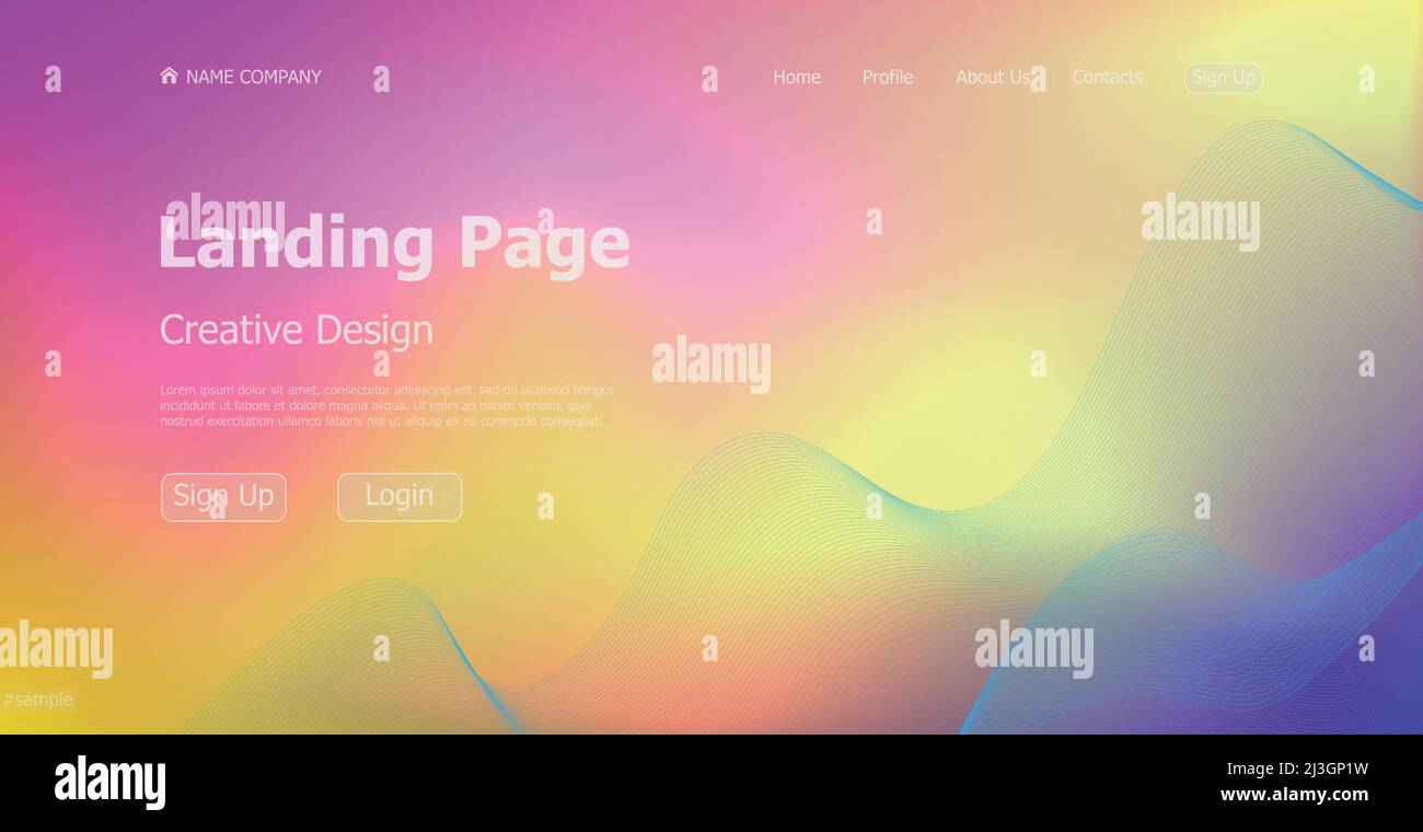 Gradient colorful web template landing page digital website landing ...
