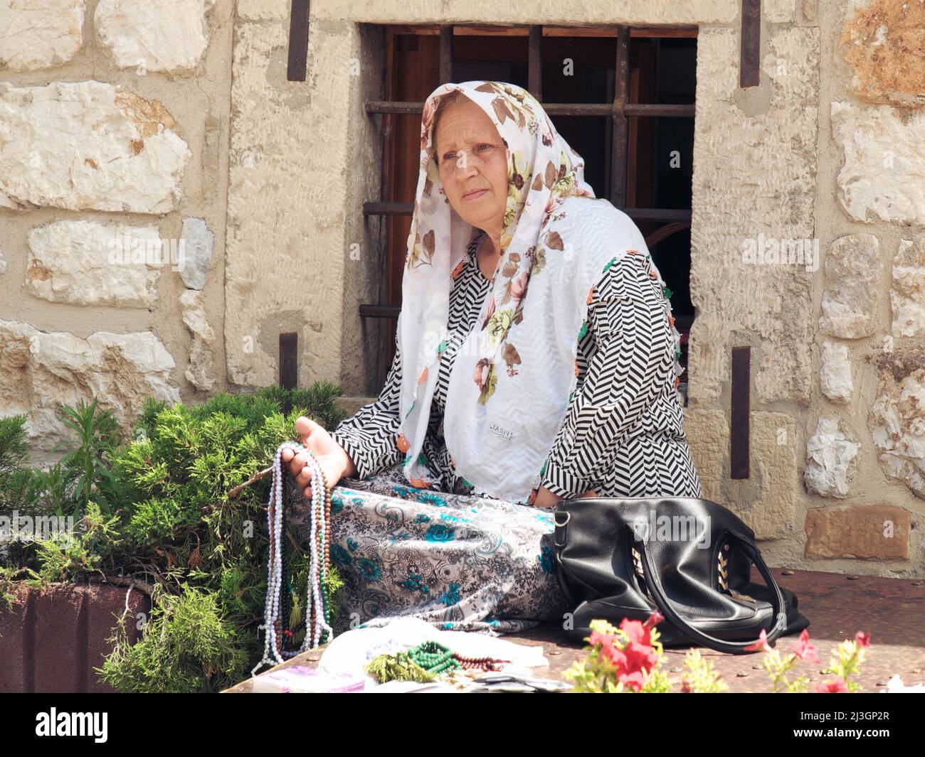 SARAJEVO, BOSNIA AND HERZEGOVINA - JULY 15, 2018: portrait woman ...