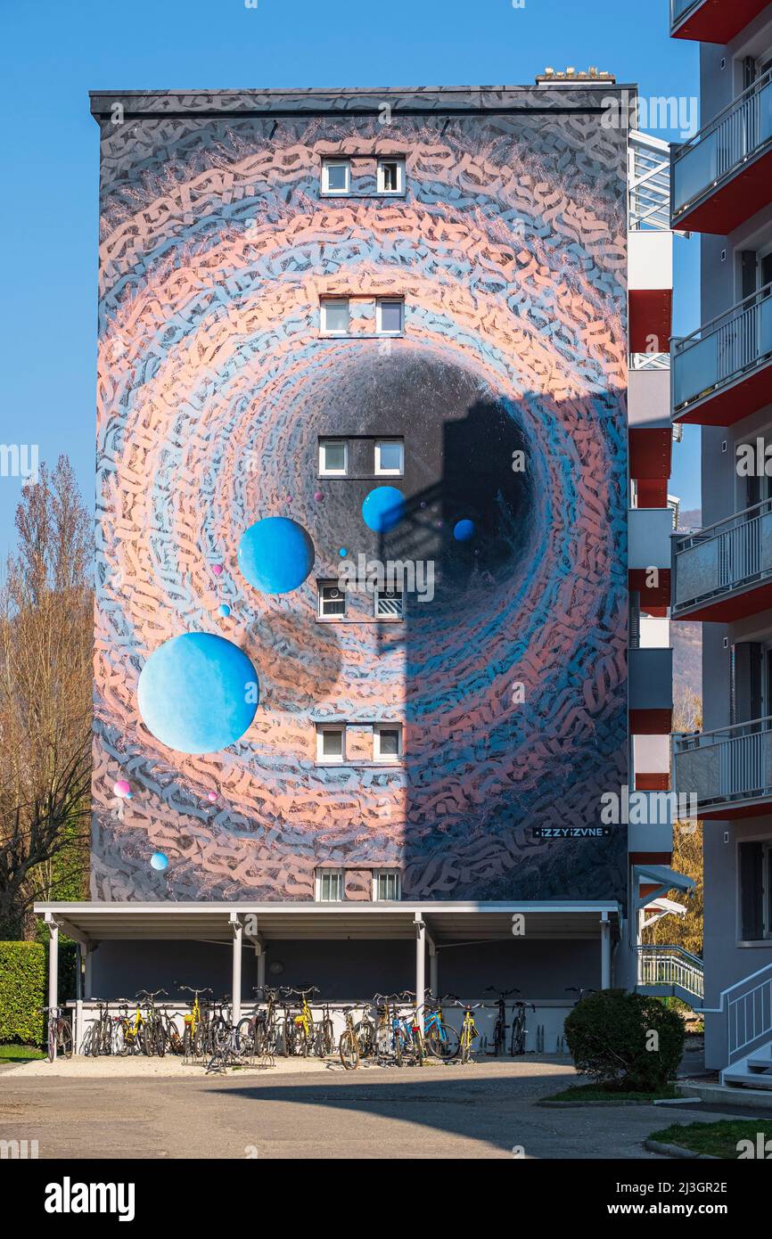 France, Isere, Grenoble, Residence Gallieni, mural by the Moldovan ...
