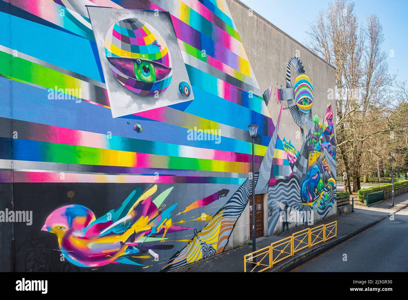 France, Isere, Grenoble, fresco Equilibrium by Colombian artist Gris ...