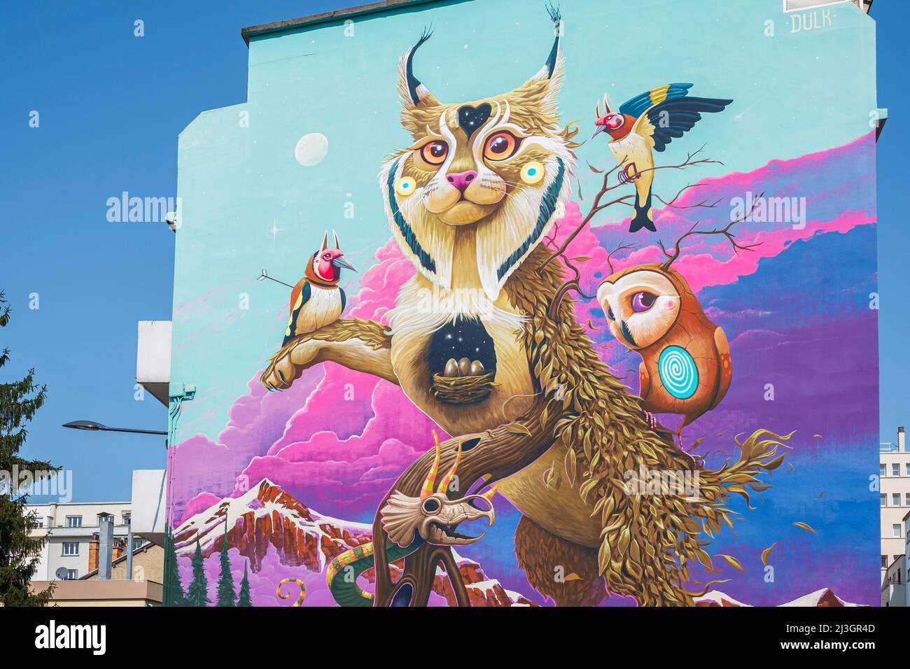 France, Isere, Grenoble, fresco The guardian by the Spanish artist Dulk ...