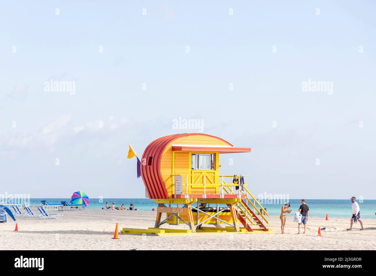 United States, Florida, Miami, Miami Beach, Lifeguard stations on South ...