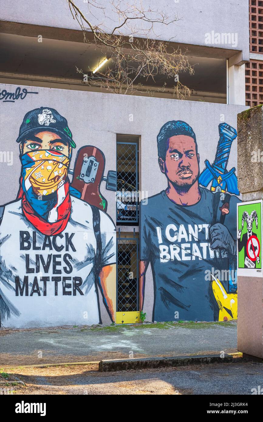 France, Isere, Grenoble, Black Lives Matter mural by the French artist ...