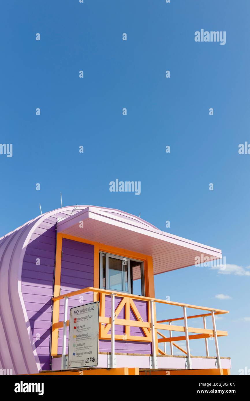 United States, Florida, Miami, Miami Beach, Lifeguard stations on South ...