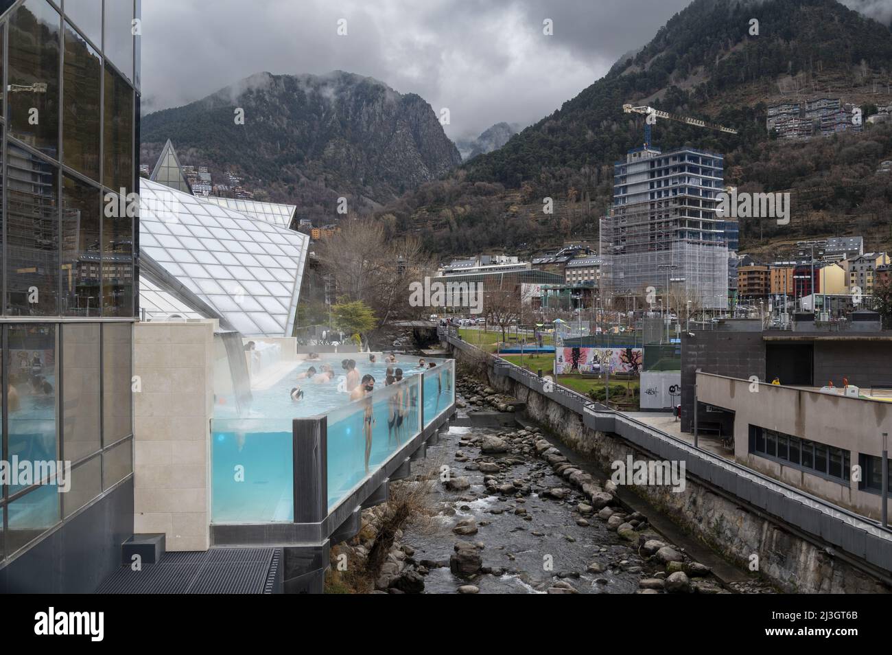 Andorra, Andorra La Vella, Caldea thalassotherapy center, a transparent ...