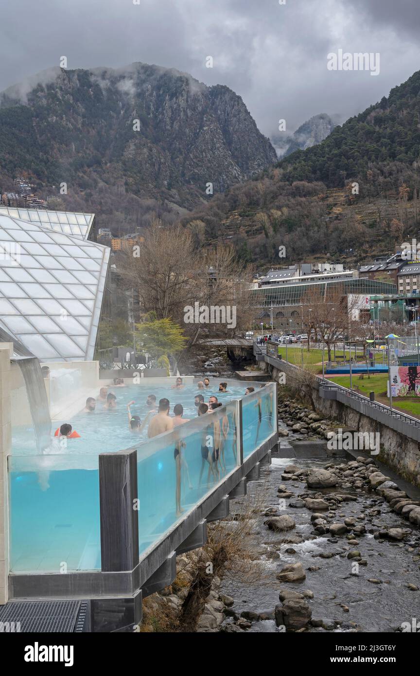 Andorra, Andorra La Vella, Caldea thalassotherapy center, a transparent ...