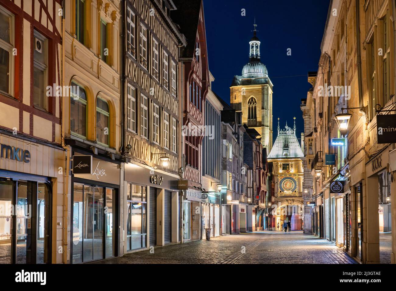 France, Seine Maritime, Rouen, Gros Horloge street, historic 14th ...