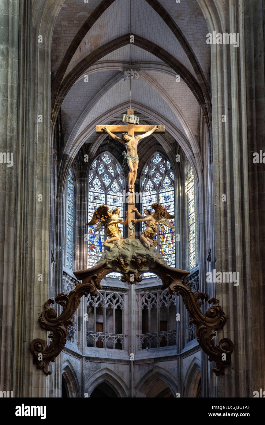 France, Seine Maritime, Rouen, Saint-Maclou church, of Flamboyant ...